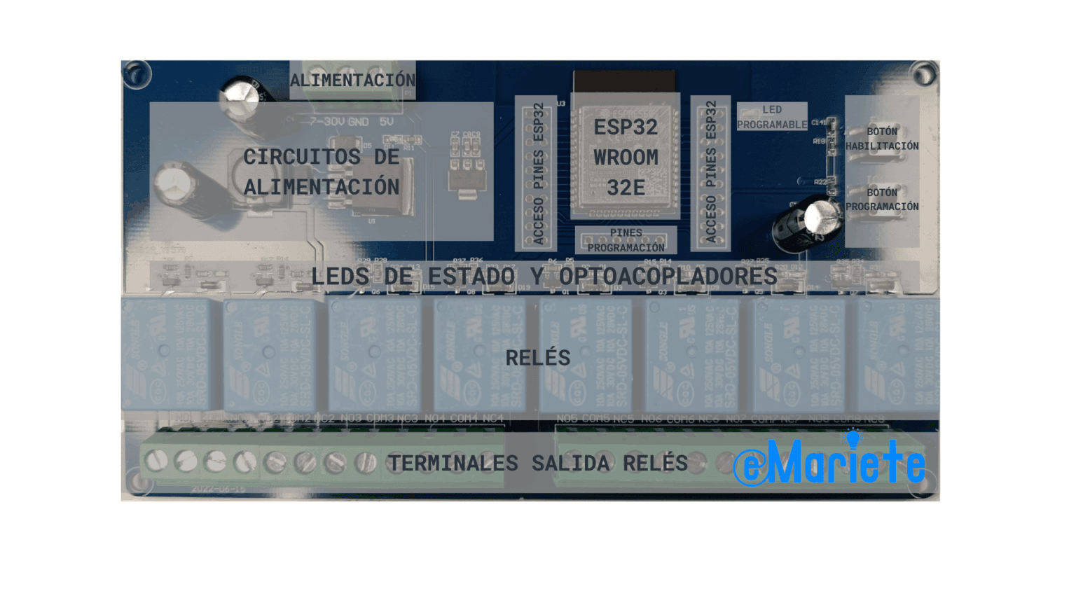 ESP32 Relay Board x8 - eMariete